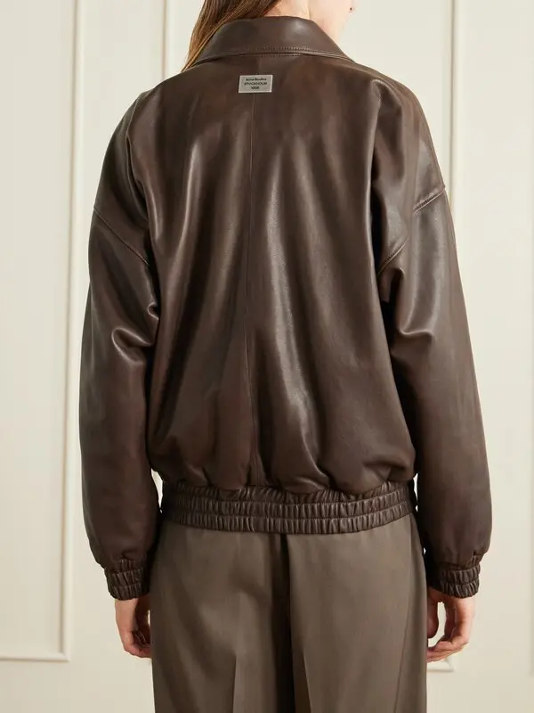Acne Studios Leather Bomber Jacket - Brown