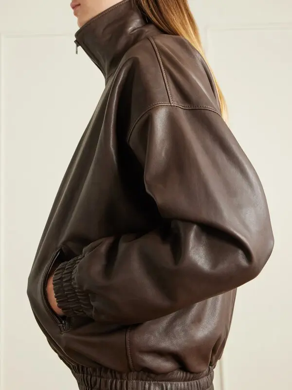 Acne Studios Leather Bomber Jacket - Brown