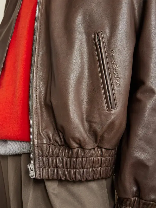 Acne Studios Leather Bomber Jacket - Brown