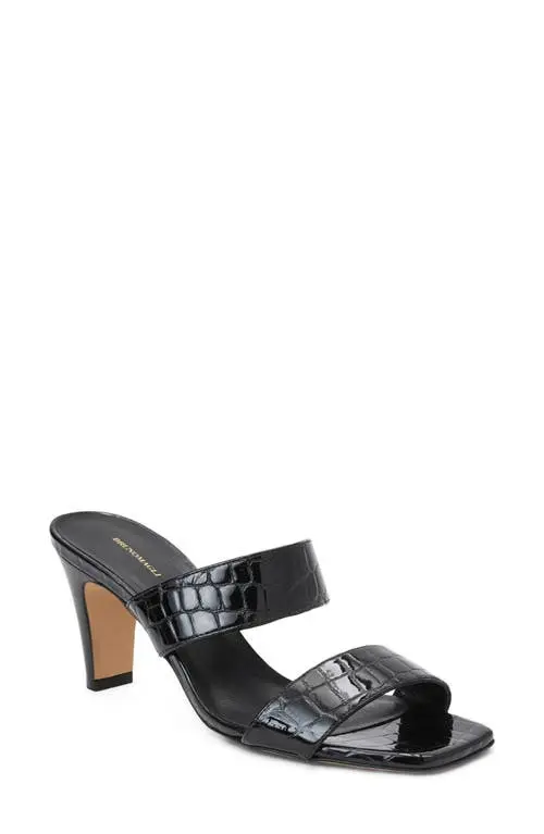 Bruno Magli Vezza Embossed Slide Sandal - Black Patent/croc