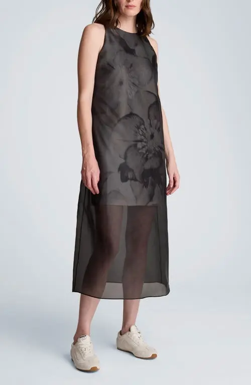 black mesh overlay dress Darya Mesh Midi Dress — Ribbed Slip & Sheer Mesh