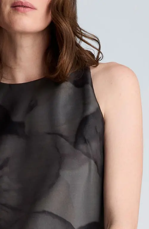 KENNETH COLE Floral Mesh Overlay Dress - Black