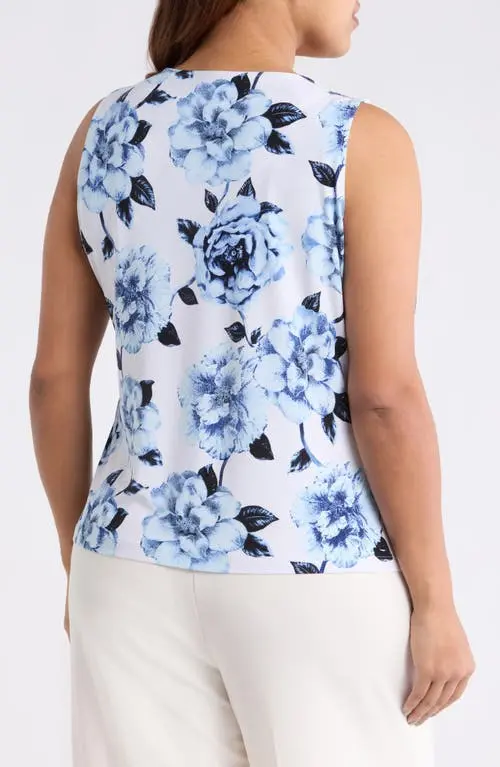Anne Klein Floral Pleat Neck Top