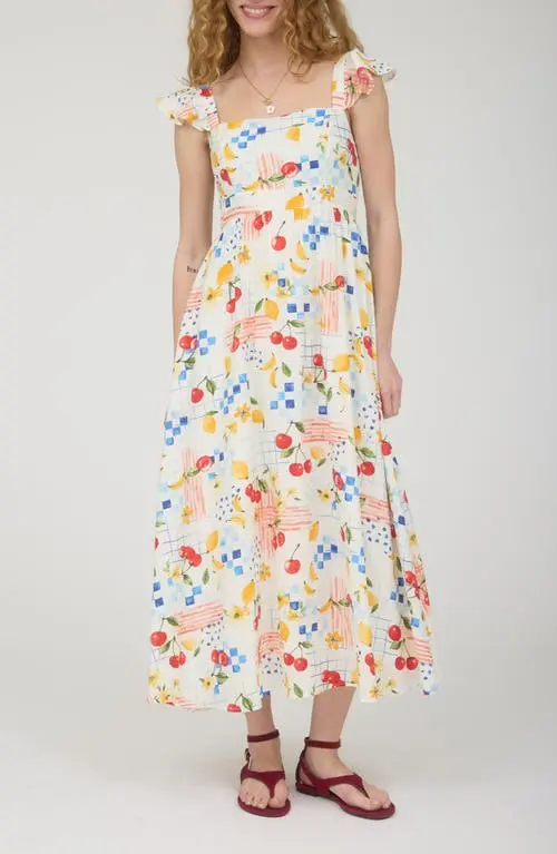 BLU PEPPER Fruit Print Midi Dress