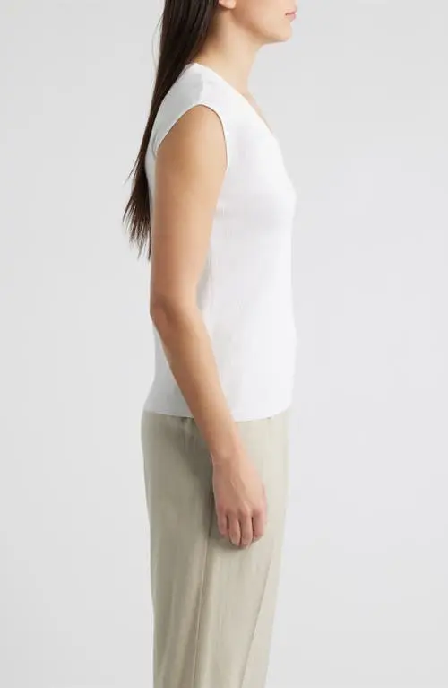 Anne Klein Scoop Neck Knit Top - Crisp White