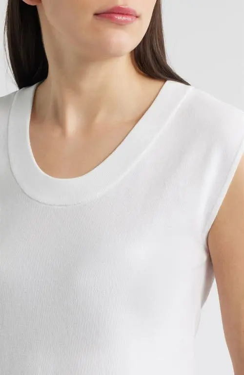 Anne Klein Scoop Neck Knit Top - Crisp White