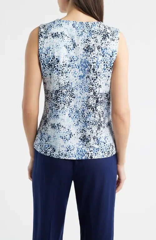 Anne Klein Print Pleat Neck Top