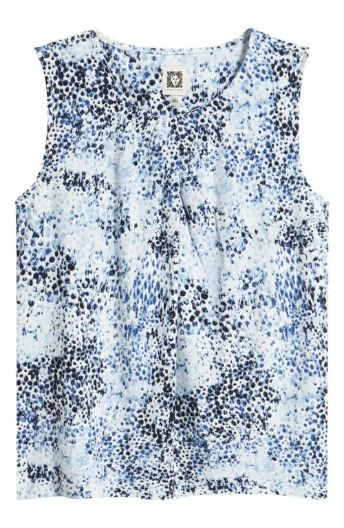 Anne Klein Print Pleat Neck Top