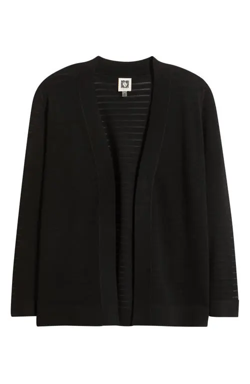 Anne Klein Sheer Stripe Open Front Cardigan - Anne Black
