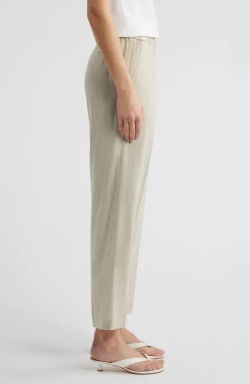 Anne Klein High Waist Straight Leg Linen Blend Pants - Light Sandstone