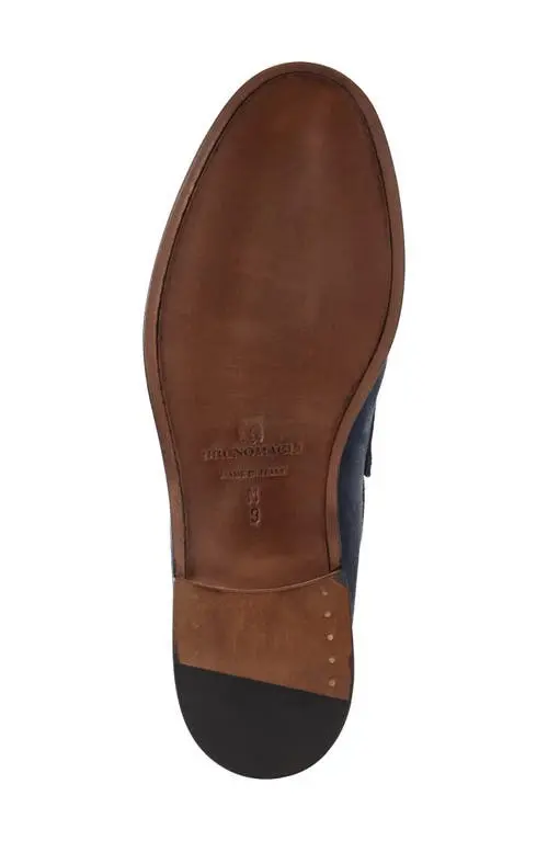Bruno Magli Lombardo Wrapped Moc Toe Penny Loafer - Navy Suede