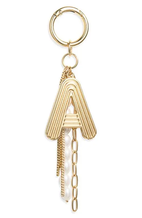 Chelsea28 Initial Faux Pearl Bag Charm - A- White- Gold