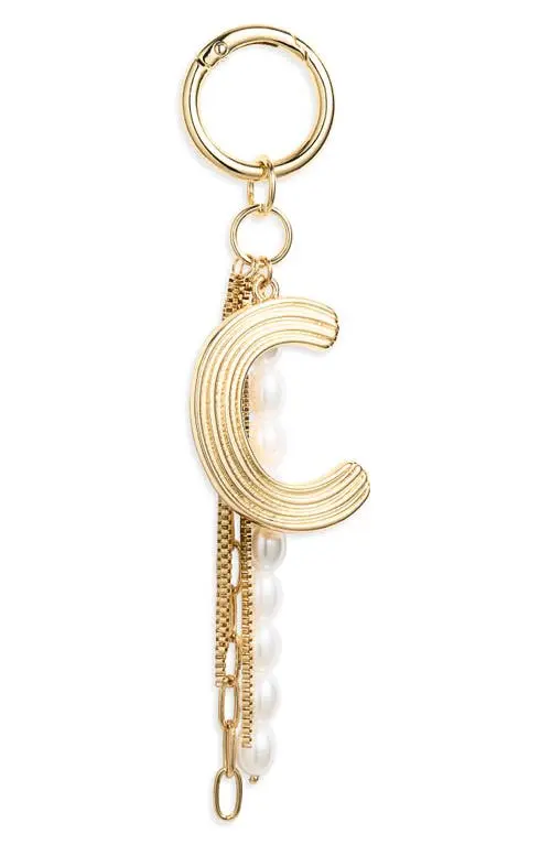 Chelsea28 Initial Faux Pearl Bag Charm - C- White- Gold