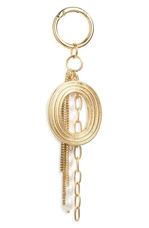 Chelsea28 Initial Faux Pearl Bag Charm - O- White- Gold
