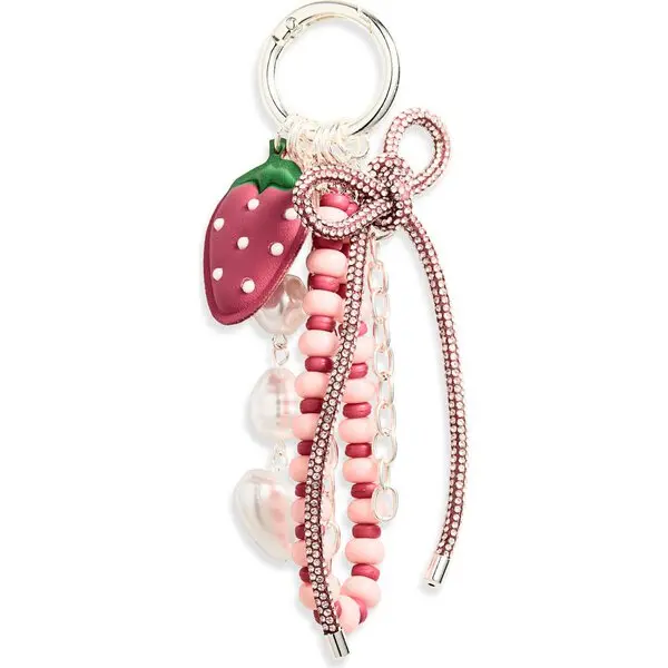 Chelsea28 Strawberry Bag Charm - Pink Multi- Silver