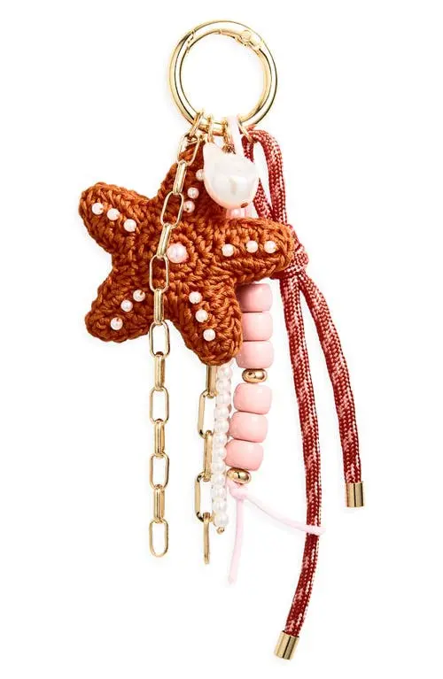 Chelsea28 Crochet Starfish Bag Charm - Orange Multi- Gold