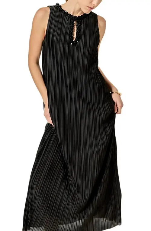 English Factory Embellished Plissé Maxi Dress