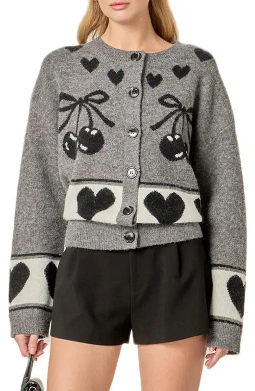 English Factory Cherry Heart Cardigan
