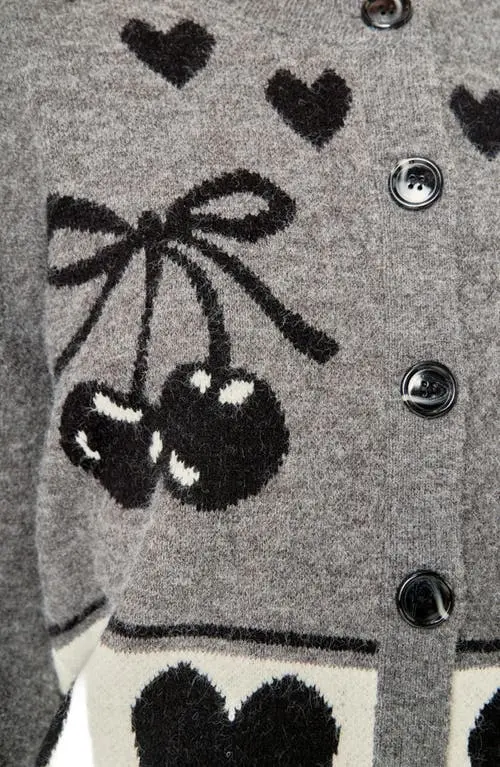 English Factory Cherry Heart Cardigan