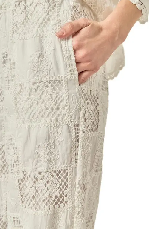 English Factory Embroidered Wide-leg Pants - White