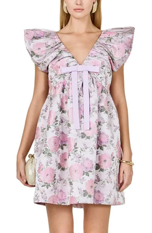 Endless Rose Bow Floral Print Minidress