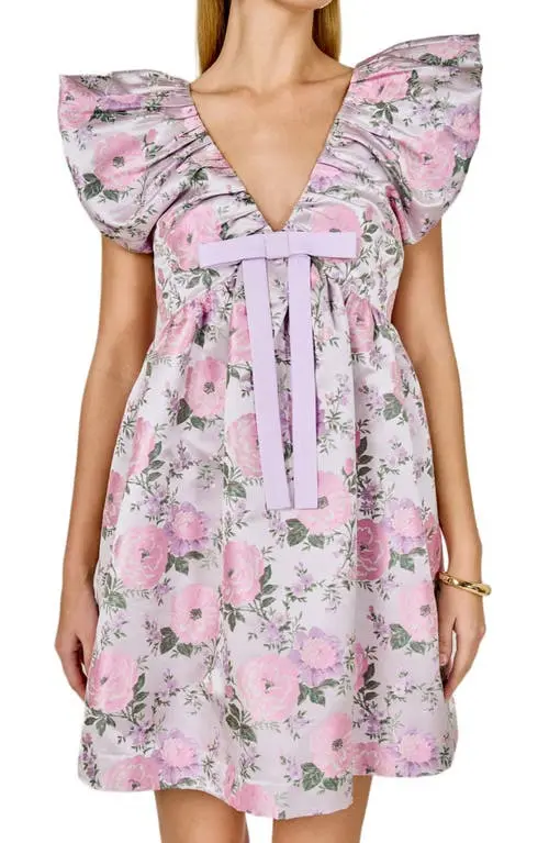 Endless Rose Bow Floral Print Minidress