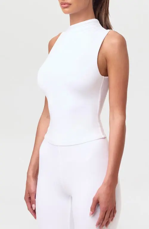 Naked Wardrobe Asymmetric Neck Sleeveless Top - White