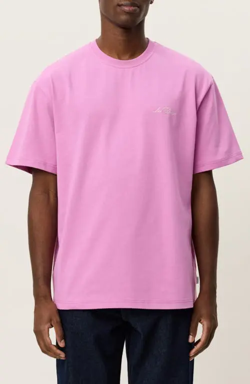 LES DEUX Crewneck Logo T-shirt - Crocus Pink