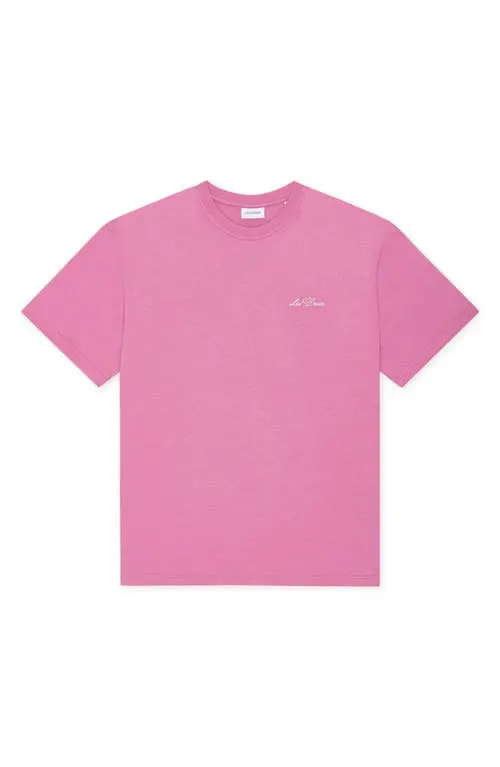LES DEUX Crewneck Logo T-shirt - Crocus Pink