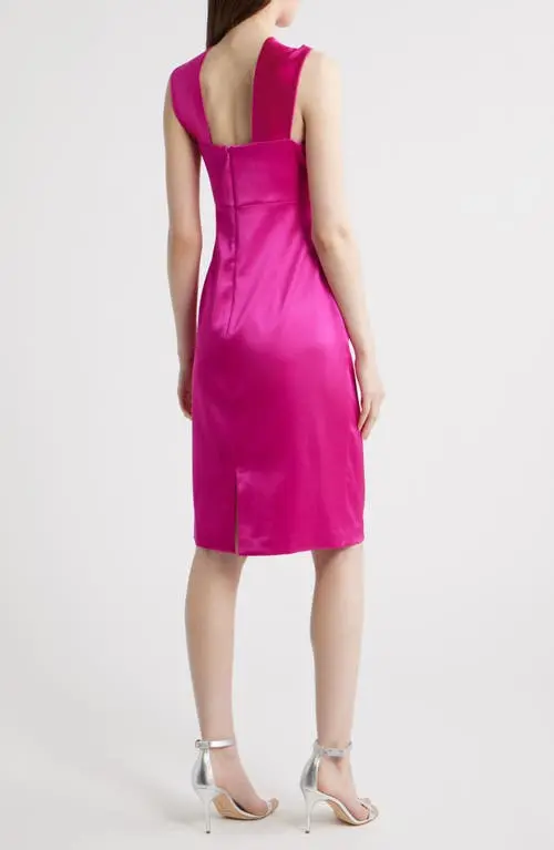 Eliza J Satin Cocktail Dress - Fuchsia