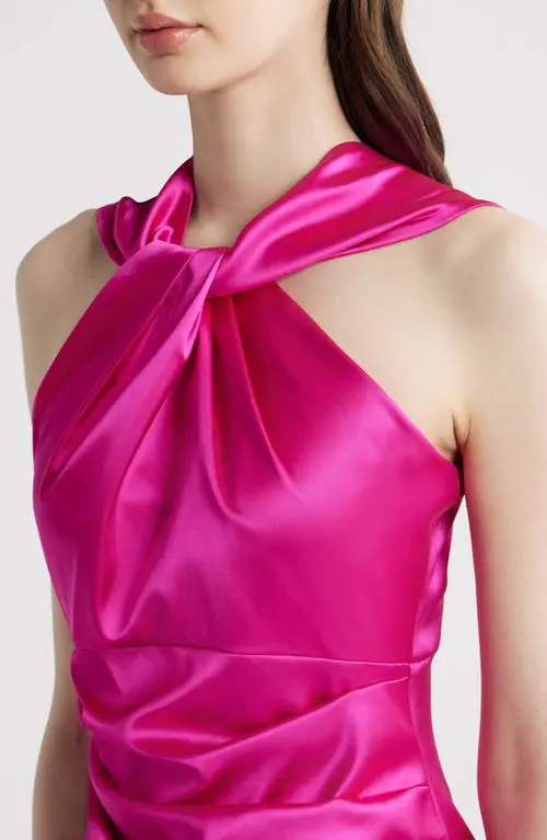 Eliza J Satin Cocktail Dress - Fuchsia