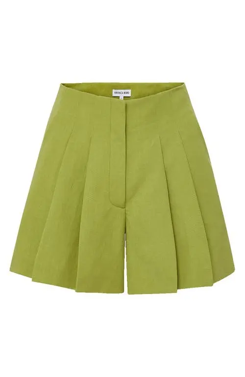 Veronica Beard Gables Pleated High-waist Linen-blend Shorts - Cactus