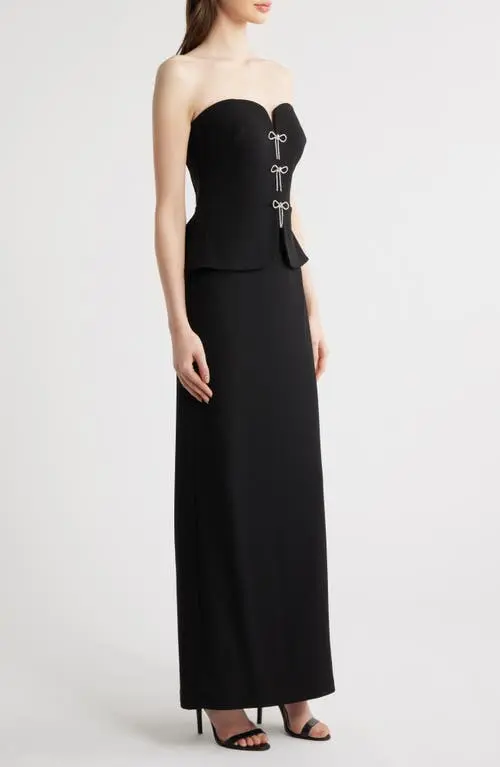 Eliza J Rhinestone Bow Strapless Gown