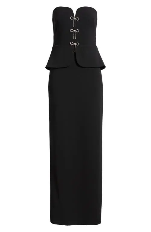 Eliza J Rhinestone Bow Strapless Gown