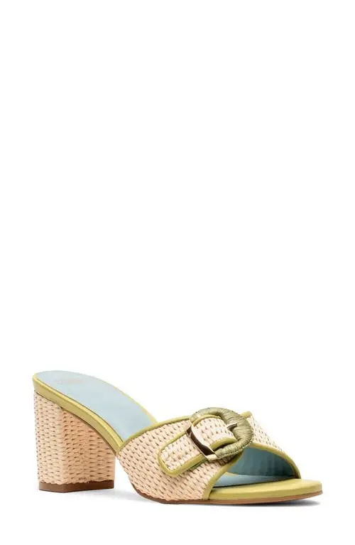 FRANCES VALENTINE Taylor Block Heel Sandal - Natural/green