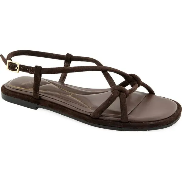 KENNETH COLE Paria Flat Slingback Sandal - Chocolate Suede