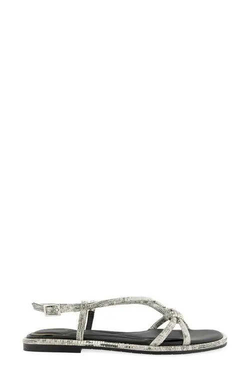 KENNETH COLE Paria Flat Slingback Sandal - White Black Lizard