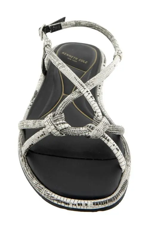 KENNETH COLE Paria Flat Slingback Sandal - White Black Lizard