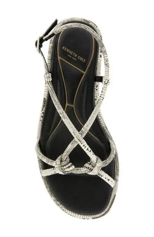 KENNETH COLE Paria Flat Slingback Sandal - White Black Lizard