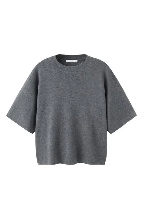Mango Oversized Short Sleeve Sweater - Charcoal