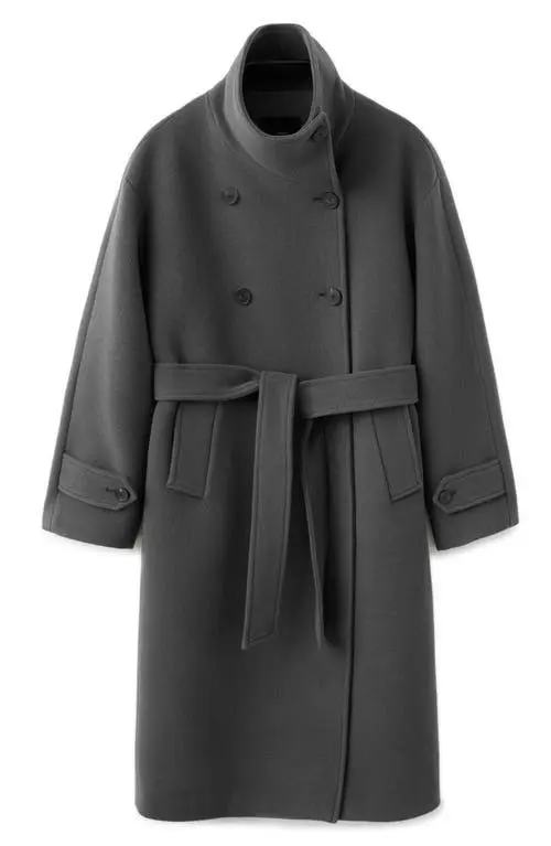 Mango Belted Virgin Wool Blend Coat - Grey