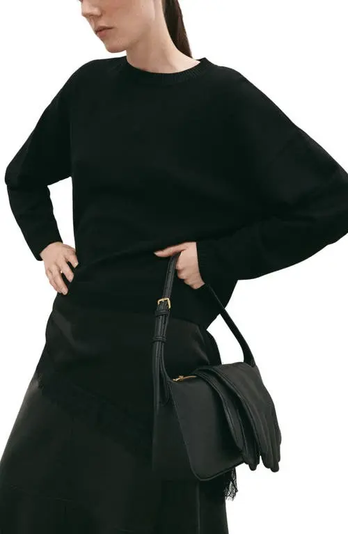 Mango Mixed Media Sweater - Black