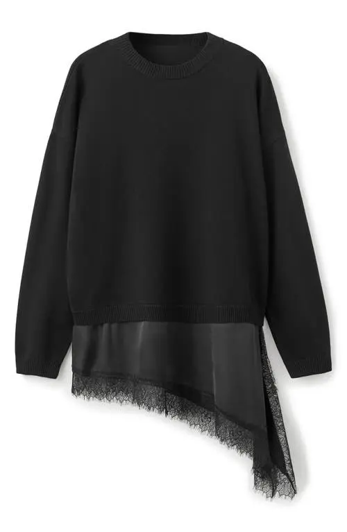 Mango Mixed Media Sweater - Black