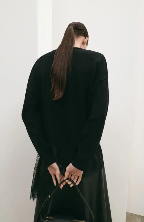 Mango Mixed Media Sweater - Black