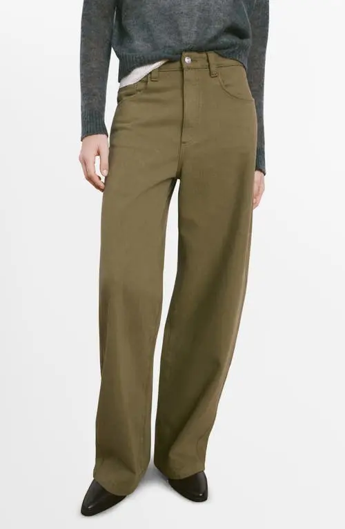 Mango Mid Rise Balloon Jeans - Khaki Green