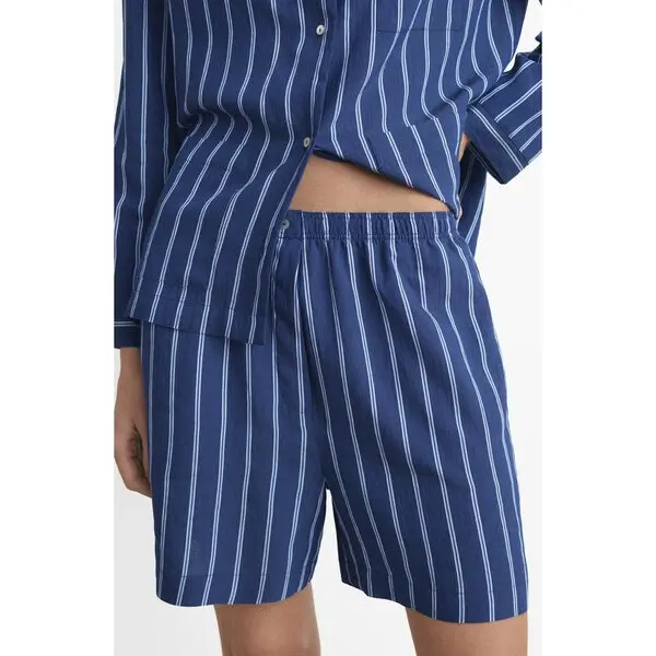 Mango Stripe Pajama Shorts - Indigo Blue