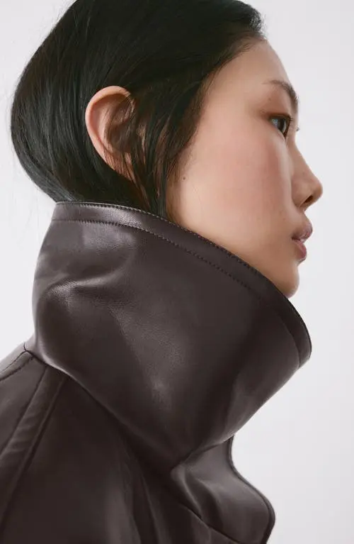 Mango Faux Leather Belted Jacket - Maroon