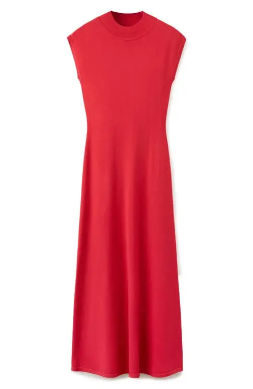 Mango Mock Neck Midi Sweater Dress - Red