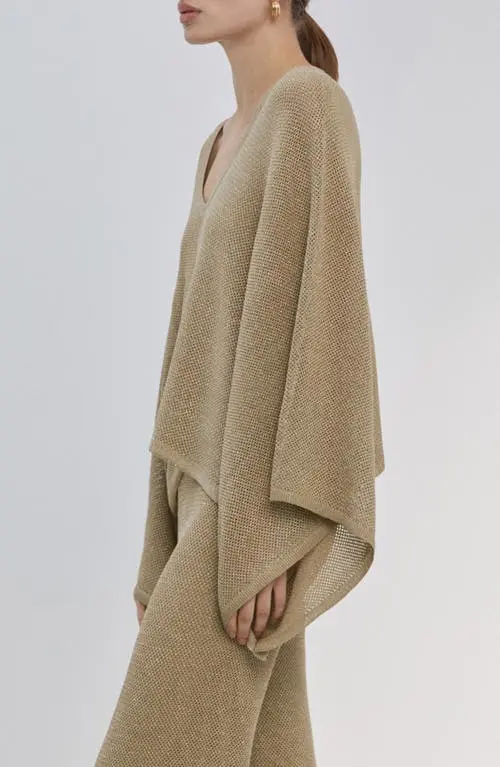 Mango Metallic V-neck Long Sleeve Knit Top
