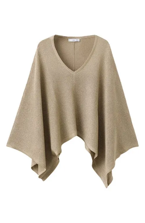 Mango Metallic V-neck Long Sleeve Knit Top